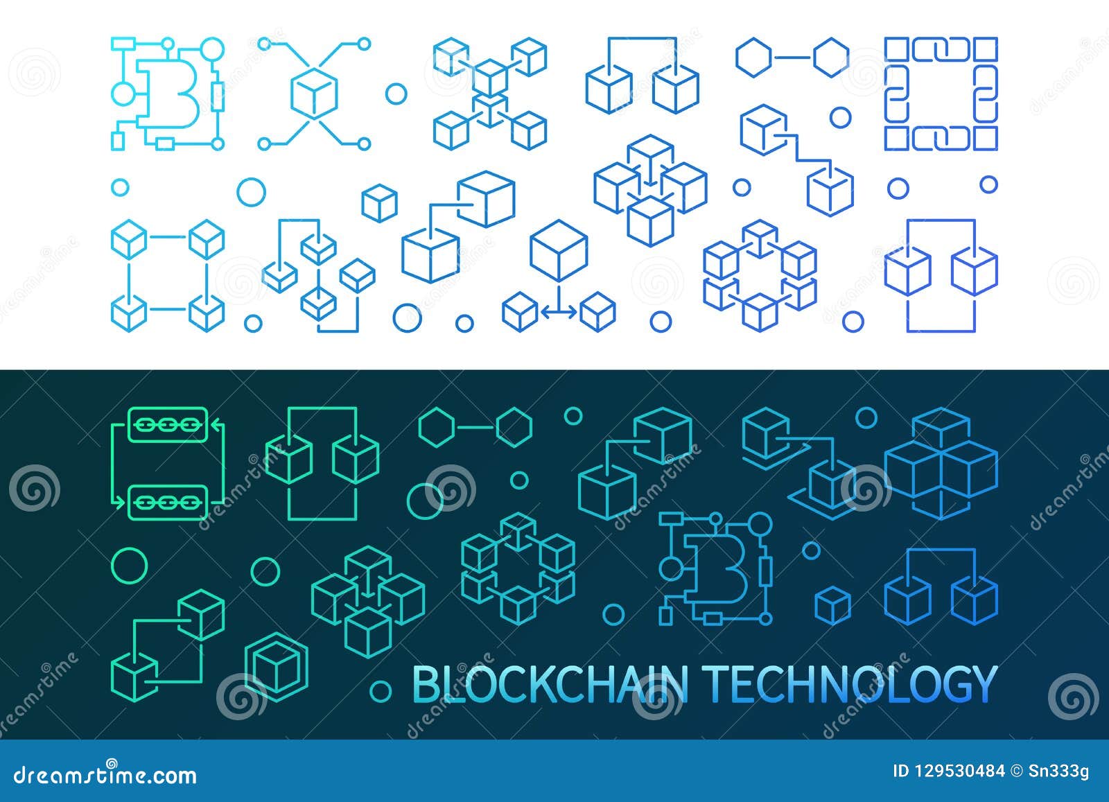 Blockchain Technology Vector Colorful Horizontal Banners Stock Vector ...