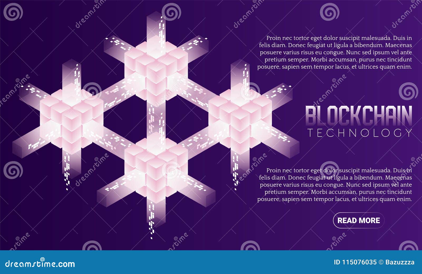 Blockchain Technology Vector Isometric Banner Stock Vector ...