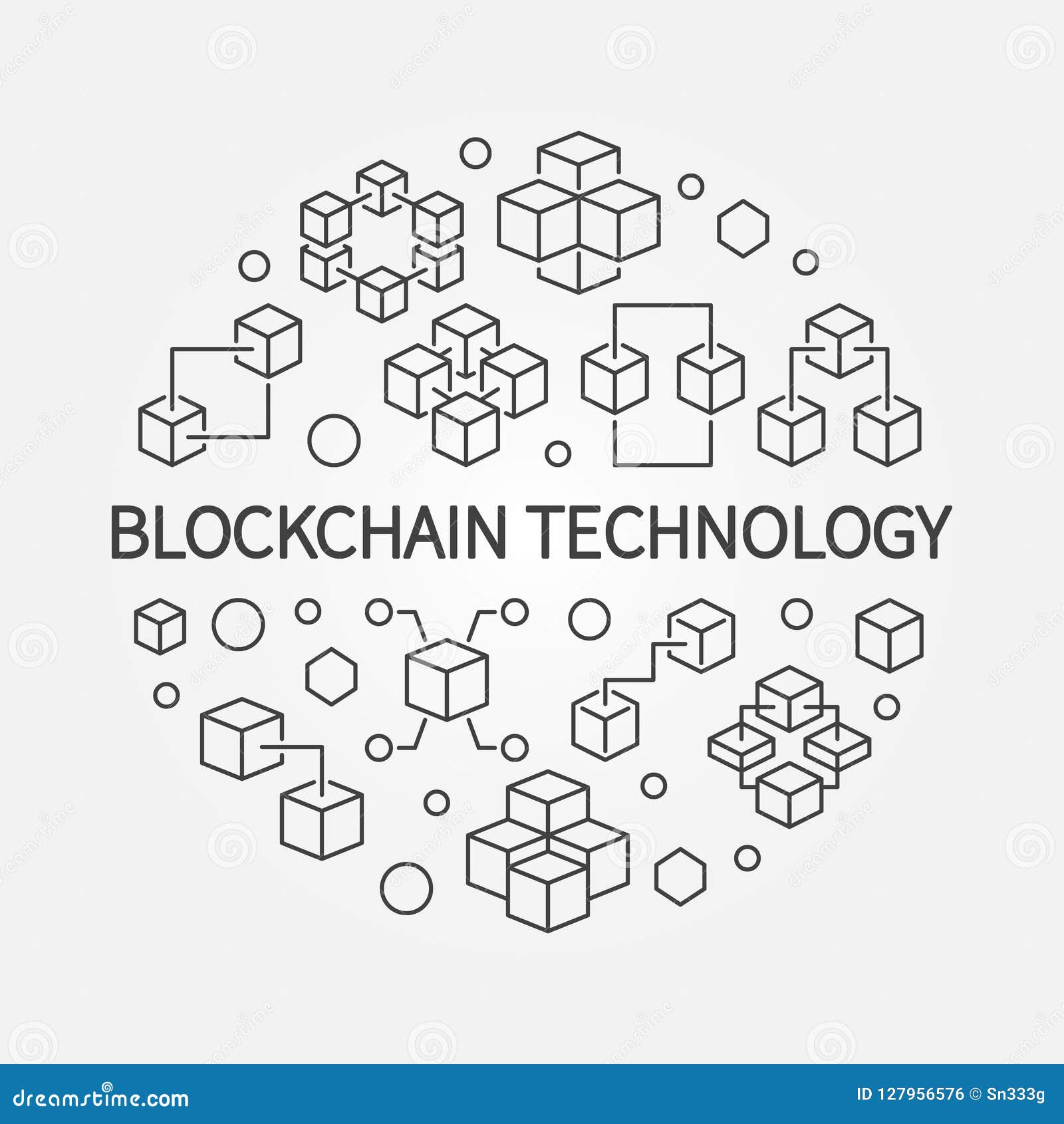 Blockchain Technology Vector Round Illustration in Line Style Stock ... Blockchain Technology Vector Round Illustration in Line Style Stock ...