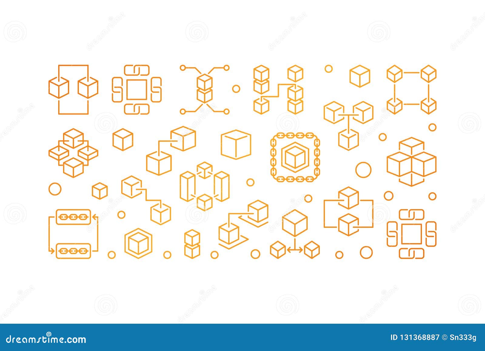 Blockchain Technology Vector Yellow Horizontal Banner Stock Vector