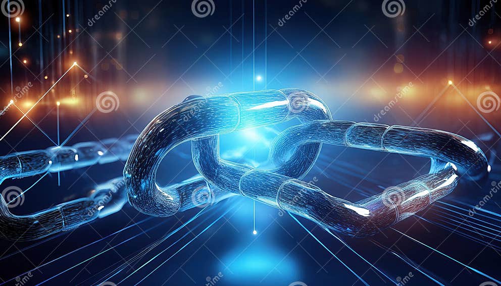 Blockchain Technology Visualized with Glowing Chain Link, Symbolizing ...