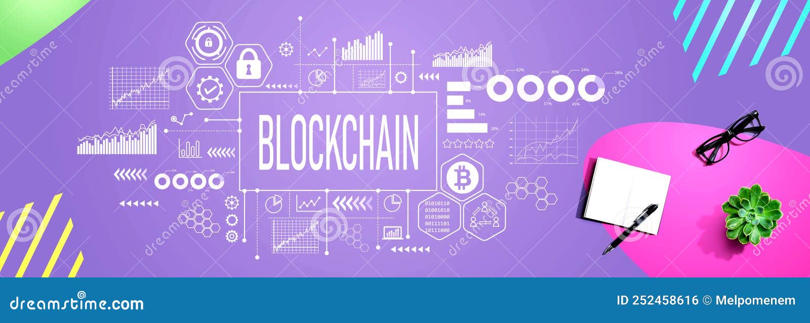 Blockchain Theme with Notebook and Pen Stock Photo - Image of chain ...