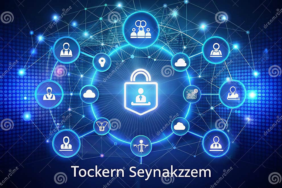 Blockchain Tokenization System Represented by Secure Padlock Icons and ...