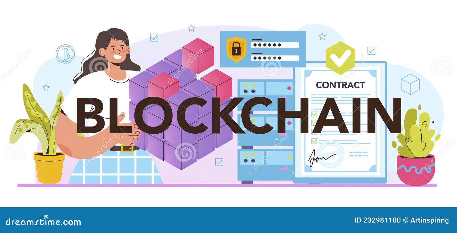 Blockchain Typographic Header. Blockchain-based Applications Building ...