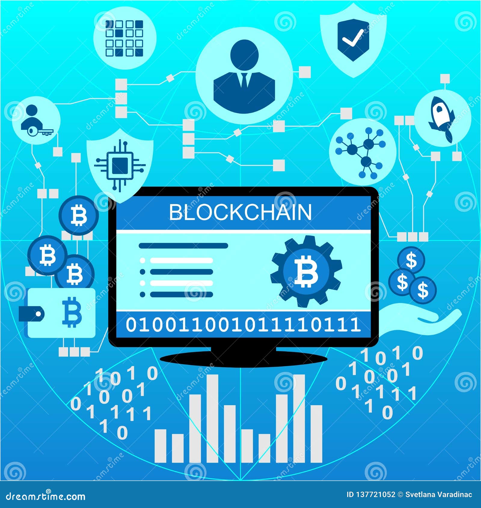 Blockchain Vector Background Illustration. Stock Vector - Illustration ...