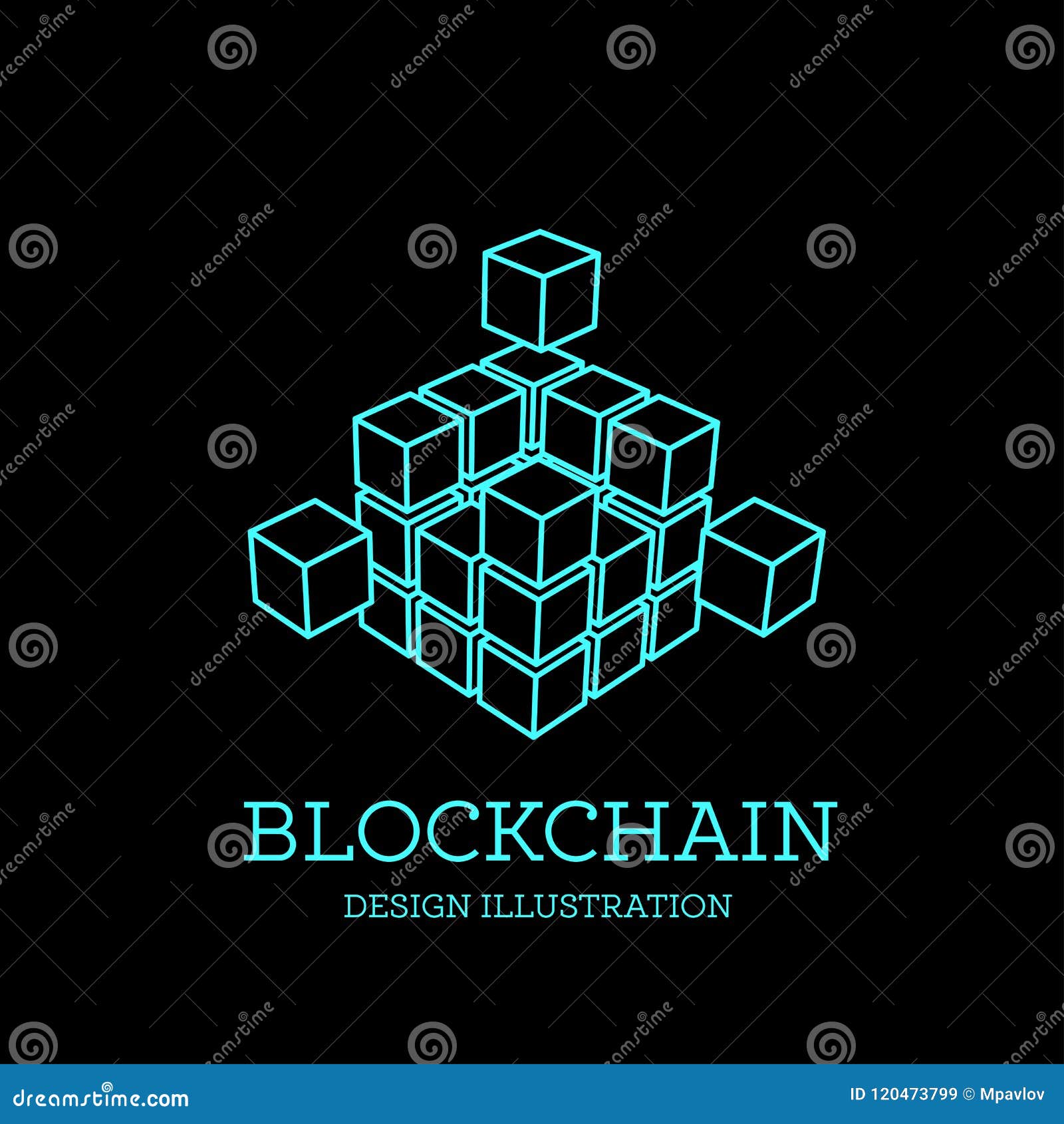 Blockchain Vector Illustration in the Form of Cubes. Block Chain Design ...