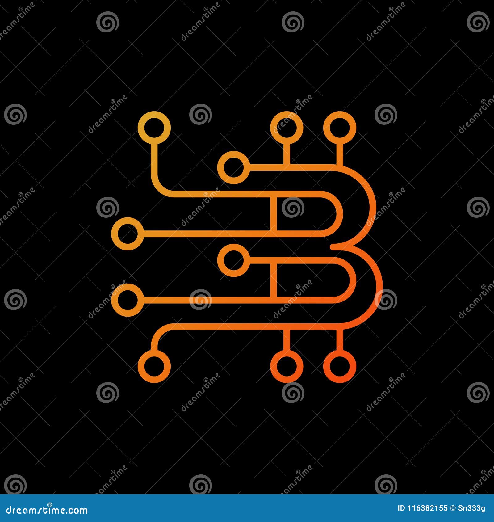Blockchain Vector Orange Logo Element or Icon in Outline Style Stock ...