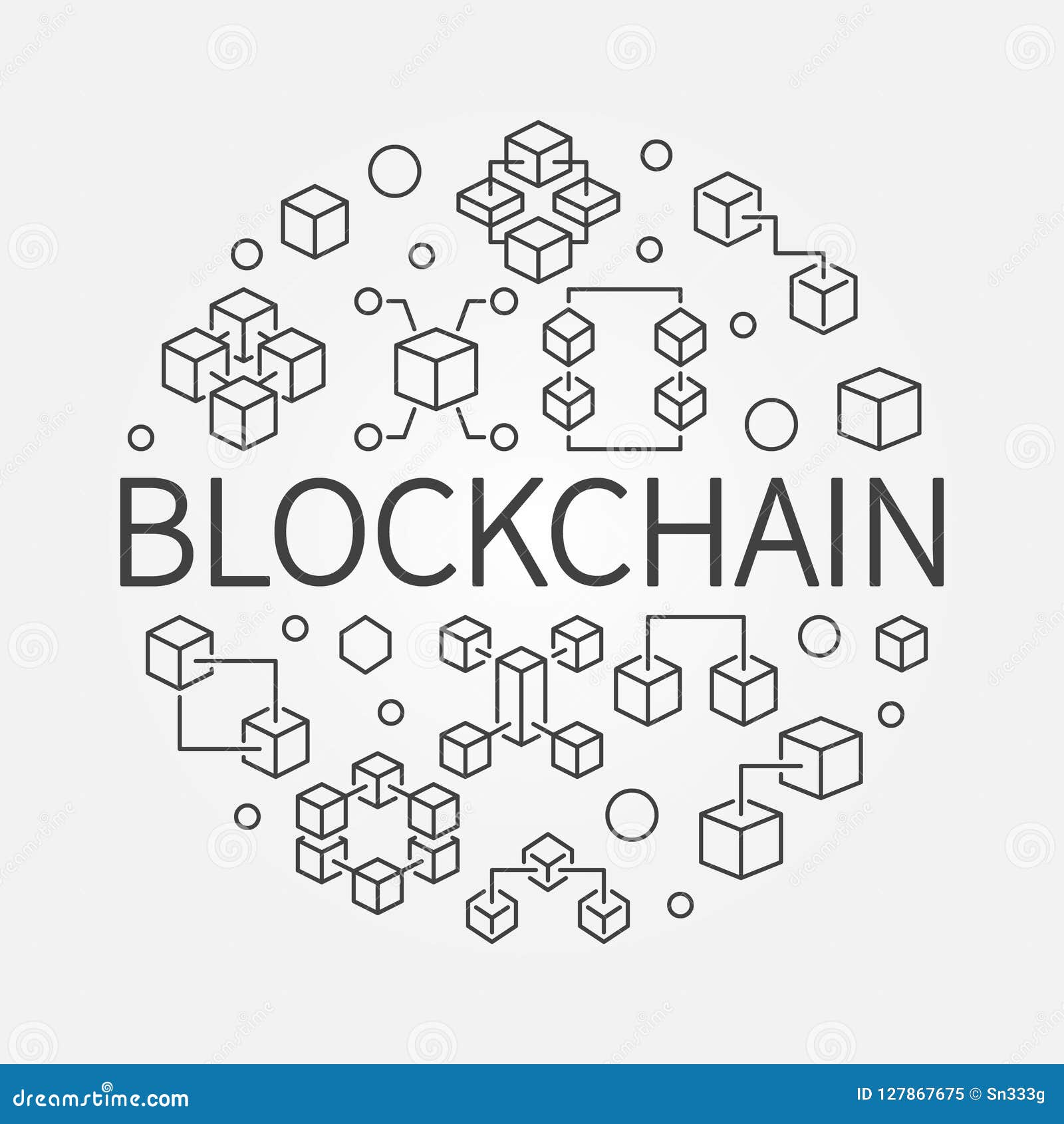 Blockchain Vector Round Concept Outline Illustration Stock Vector - Illustration of crypto ...
