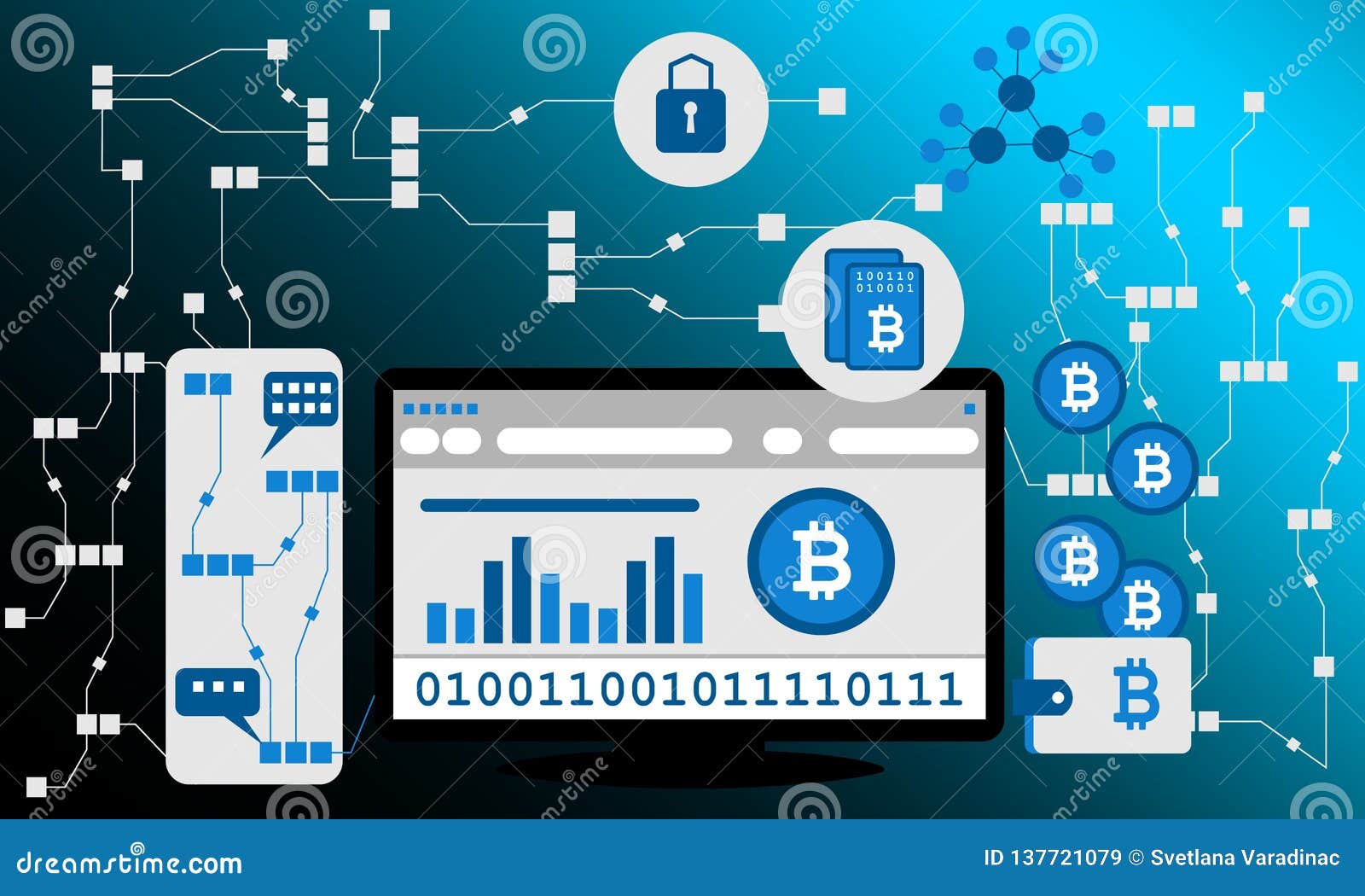 Blockchain-Vektor-Hintergrundillustration Vektor Abbildung ...