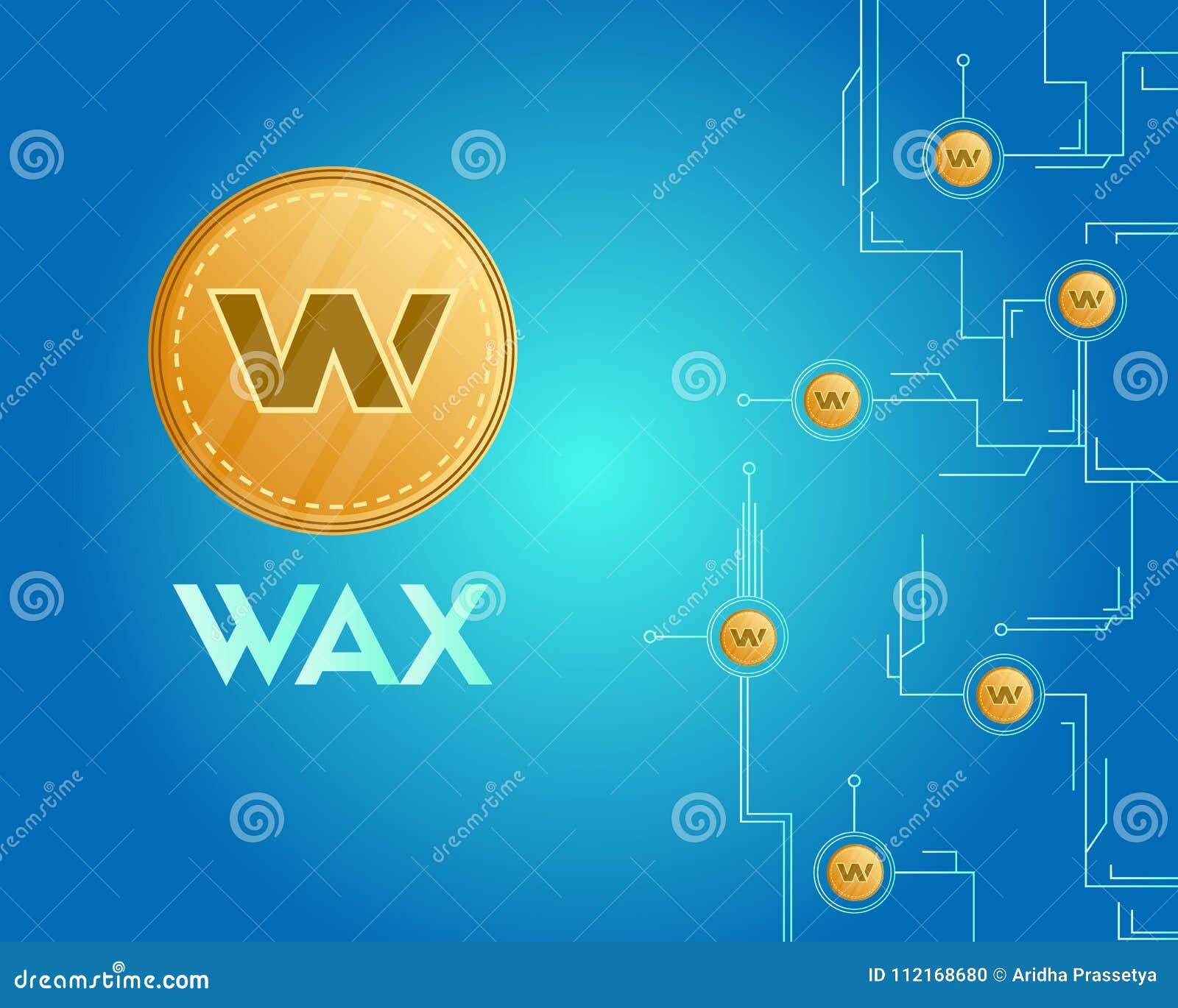 Blockchain Wax Cryptocurrency Digital Virtual Background Editorial ...