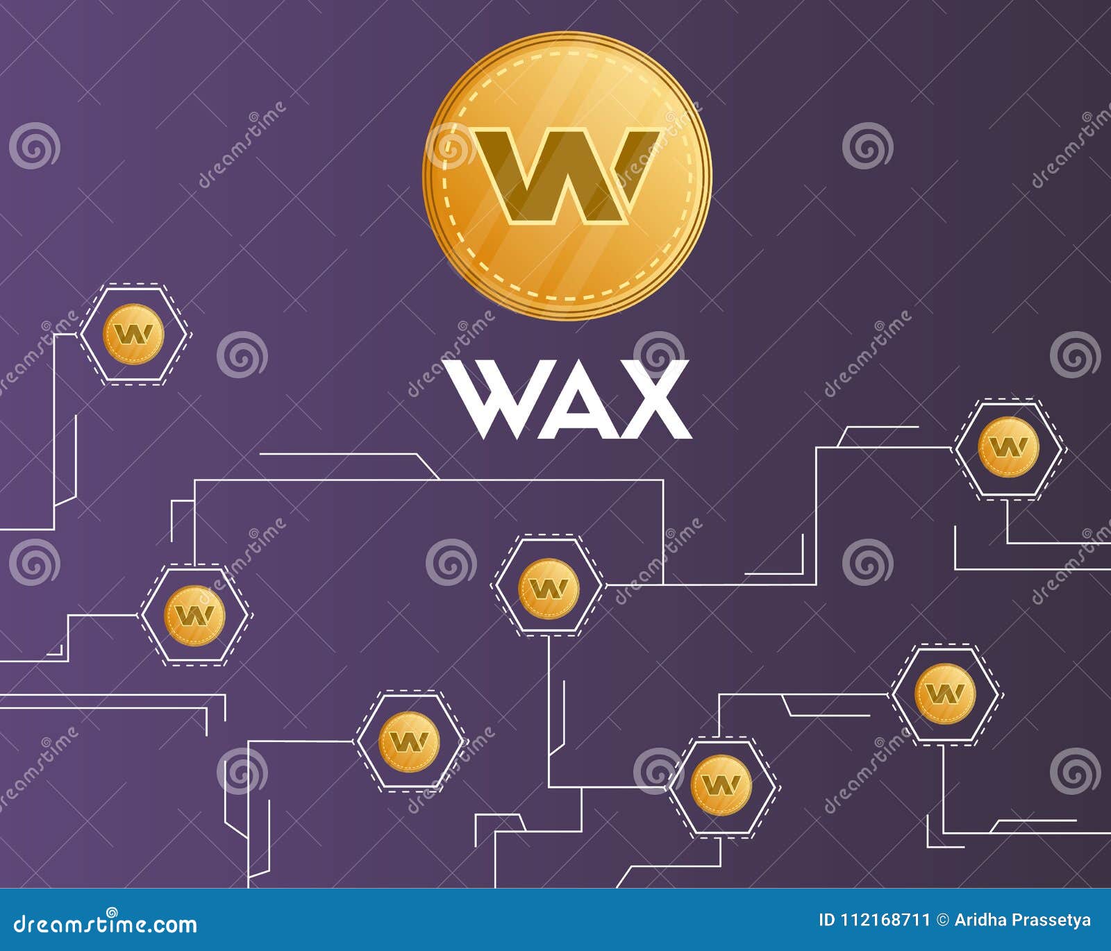 Blockchain Wax Cryptocurrency Digital Virtual Background Editorial ...