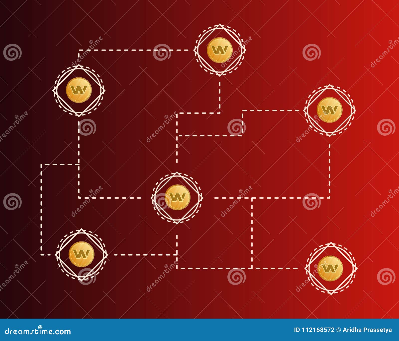 Blockchain Wax Cryptocurrency Network on Red Background Editorial ...