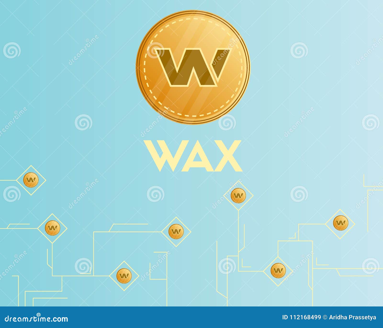 Blockchain Wax Cryptocurrency Virtual Digital Background Editorial ...