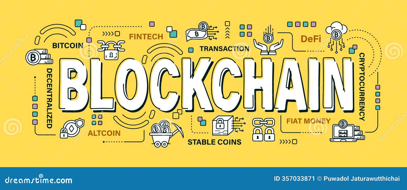 Blockchain Word With Icons As Illustration | CartoonDealer.com #83584594