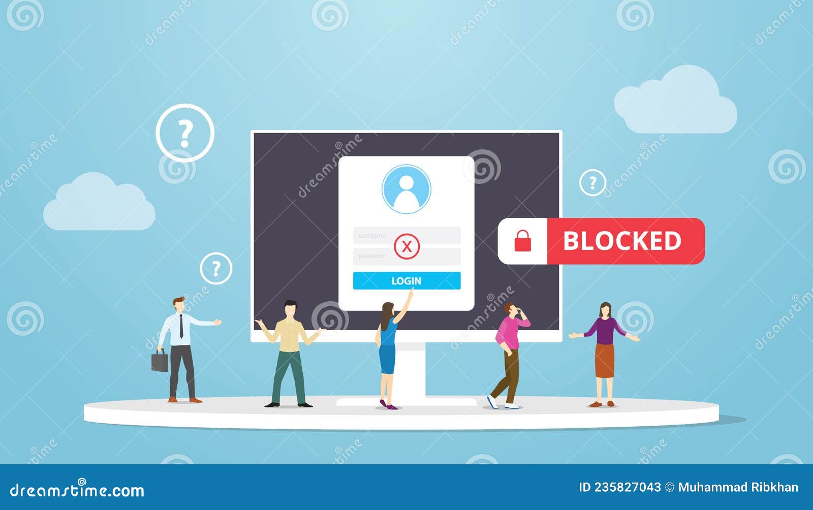 Blocked Account Concept with People Confuse Why Blocked and Login ...