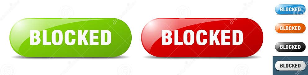 Blocked Button. Key. Sign. Push Button Set Stock Vector - Illustration ...