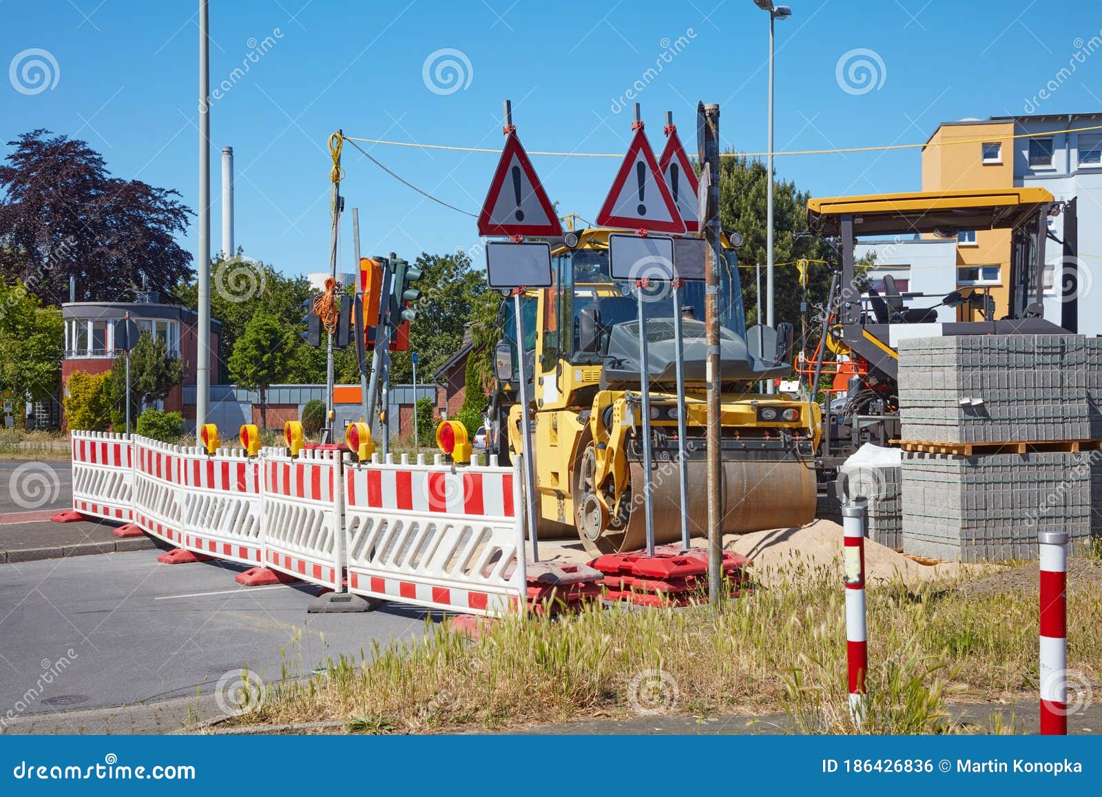 Building site stock photo. Image of flashing, crossroad - 186426836