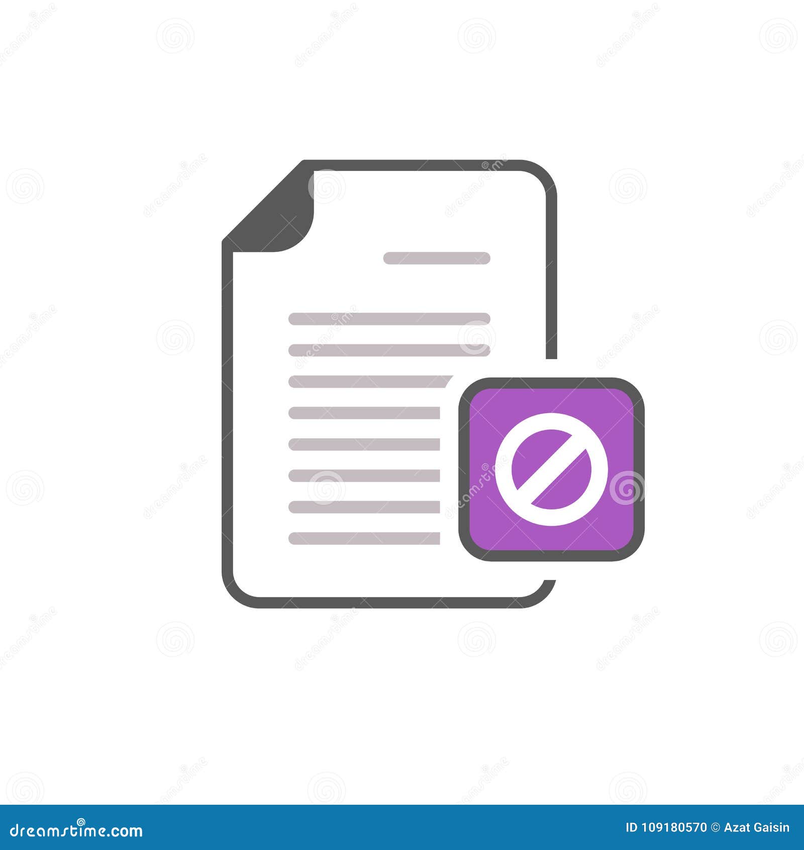 Blocked Document File Page Restricted Sign Icon Stock Vector ...