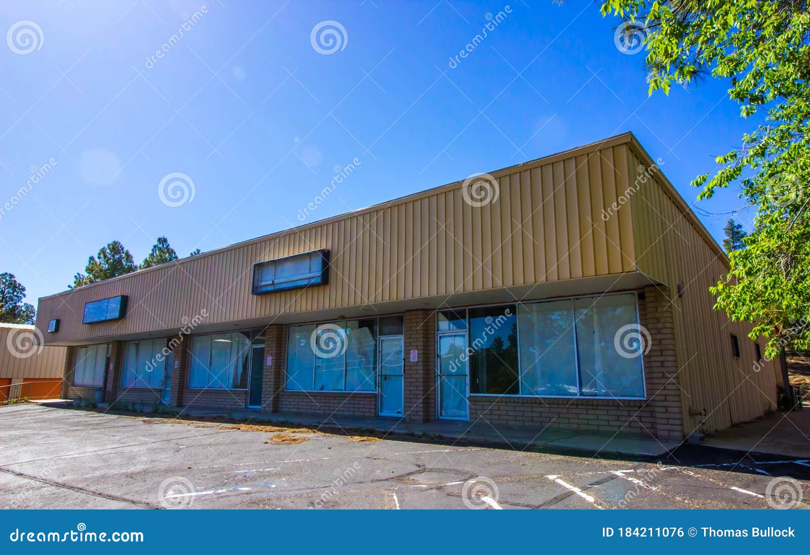 Blocked Out Windows on Vacant Store Fronts Stock Photo - Image of ...