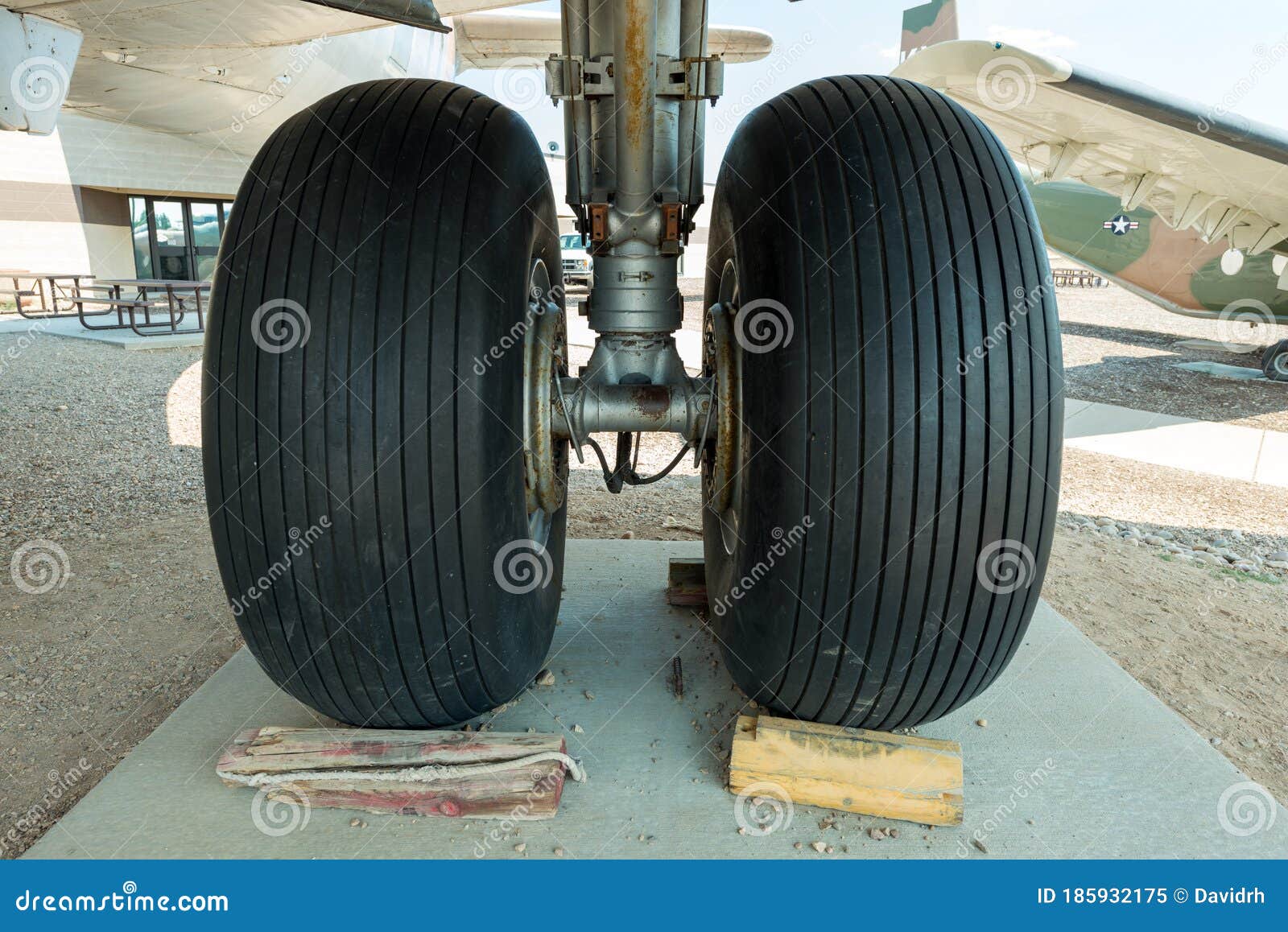 Blocked Tires on Airplane Landing Gear Stock Image - Image of axles ...