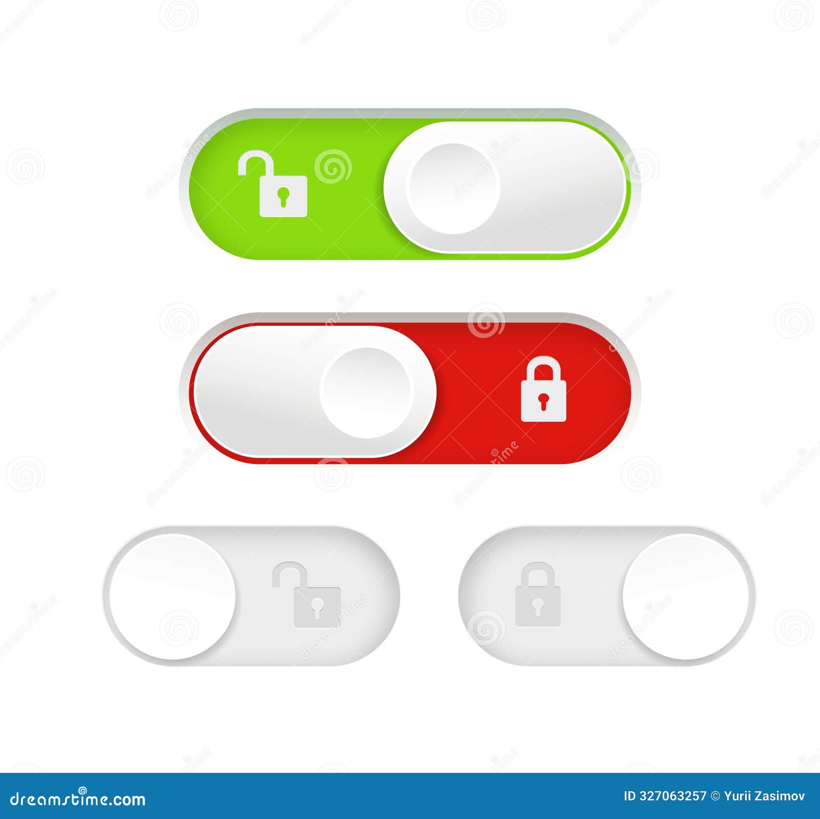 Blocked and Unlocked Toggle Switch Buttons. Material Design Switch ...