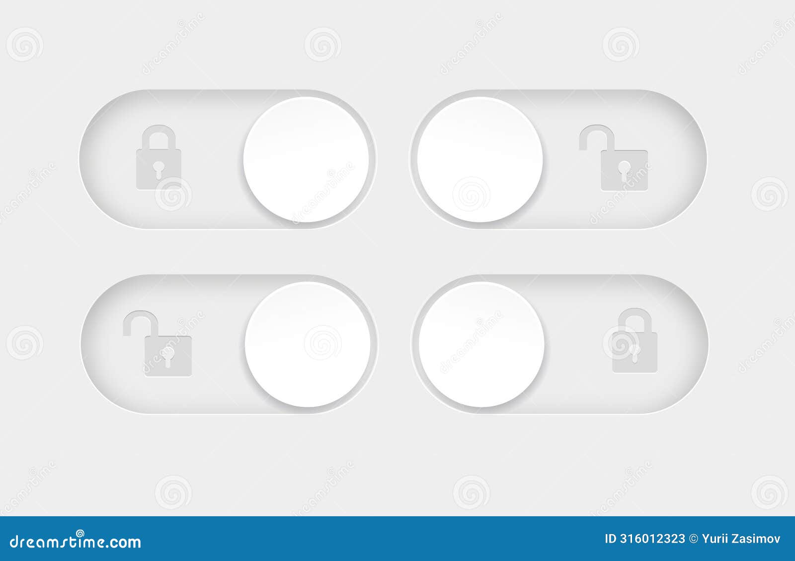Blocked and Unlocked Toggle Switch Buttons. Material Design Switch ...