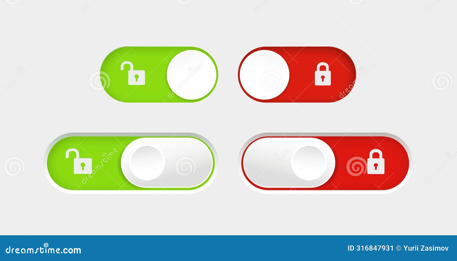 Blocked and Unlocked Toggle Switch Buttons. Material Design Switch ...