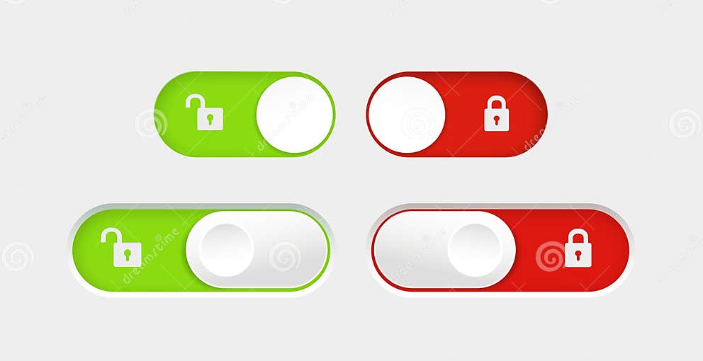 Blocked and Unlocked Toggle Switch Buttons. Material Design Switch ...