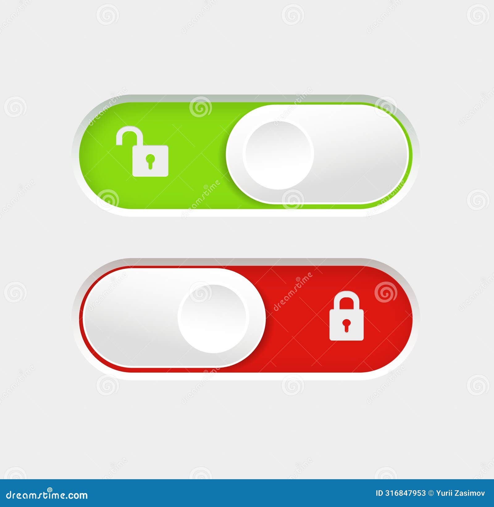 Blocked and Unlocked Toggle Switch Buttons. Material Design Switch ...