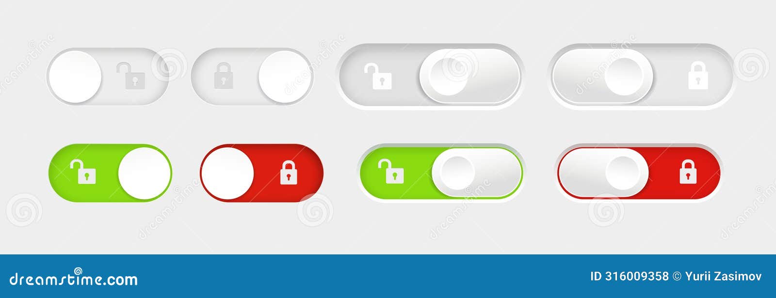 Blocked and Unlocked Toggle Switch Buttons. Material Design Switch ...