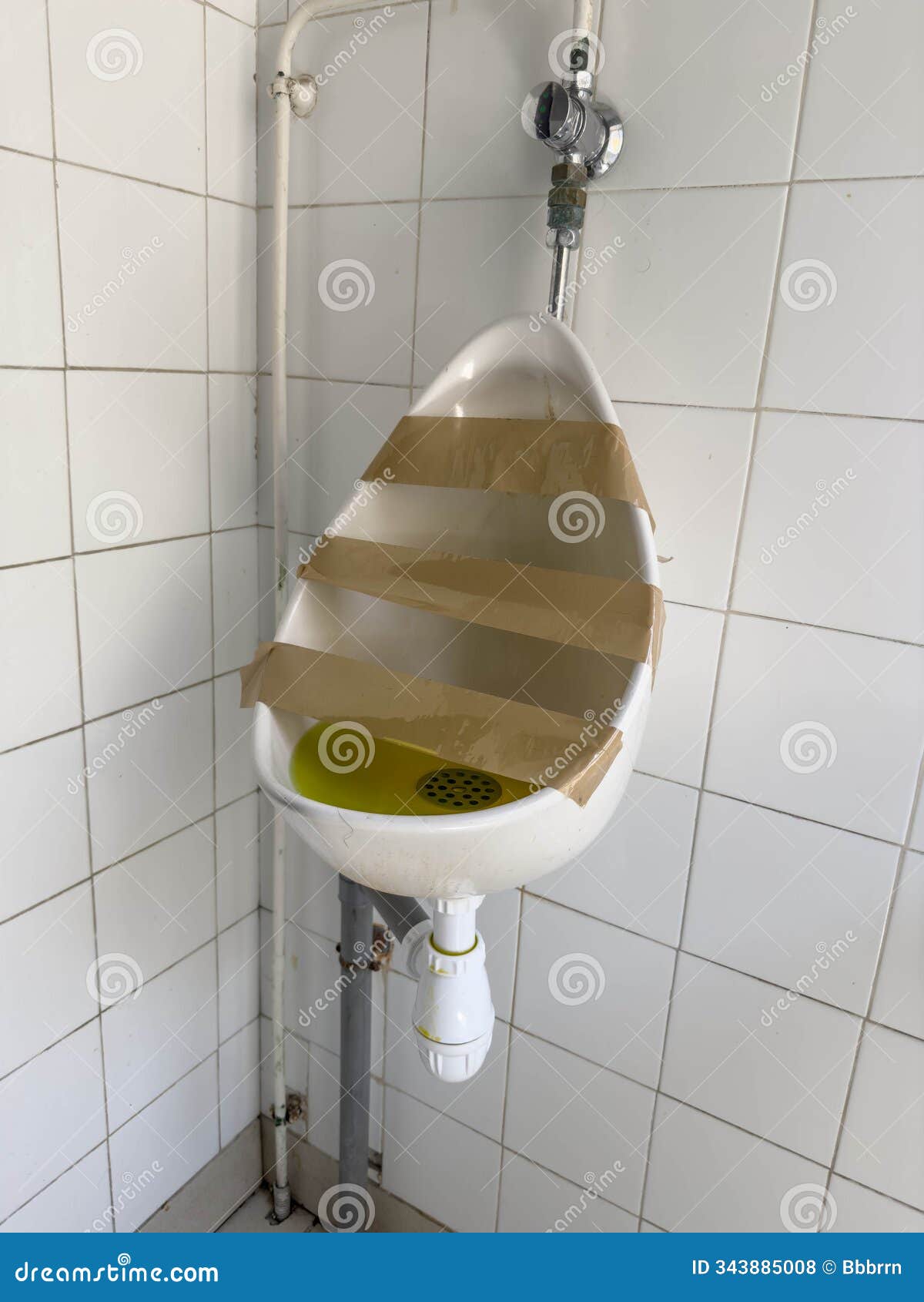 Blocked Urinal in Public Toilet for Men Stock Photo - Image of bidet ...