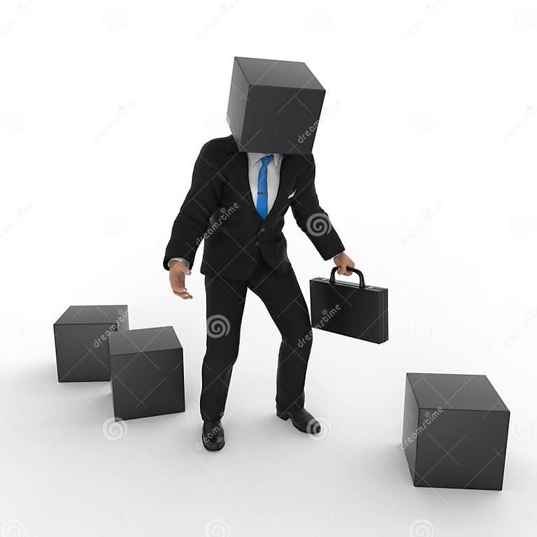 Blockhead man stock illustration. Illustration of cube - 59340696