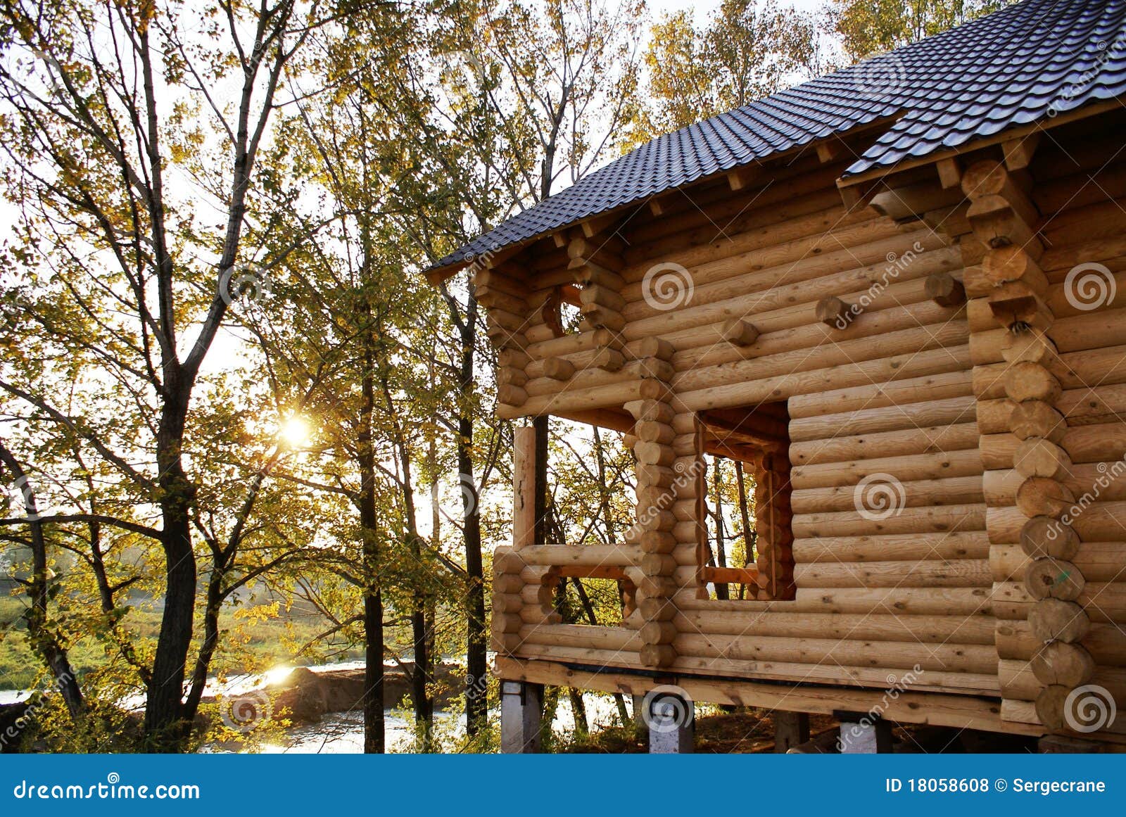 Blockhouse stock photo. Image of ecological, wood, river - 18058608