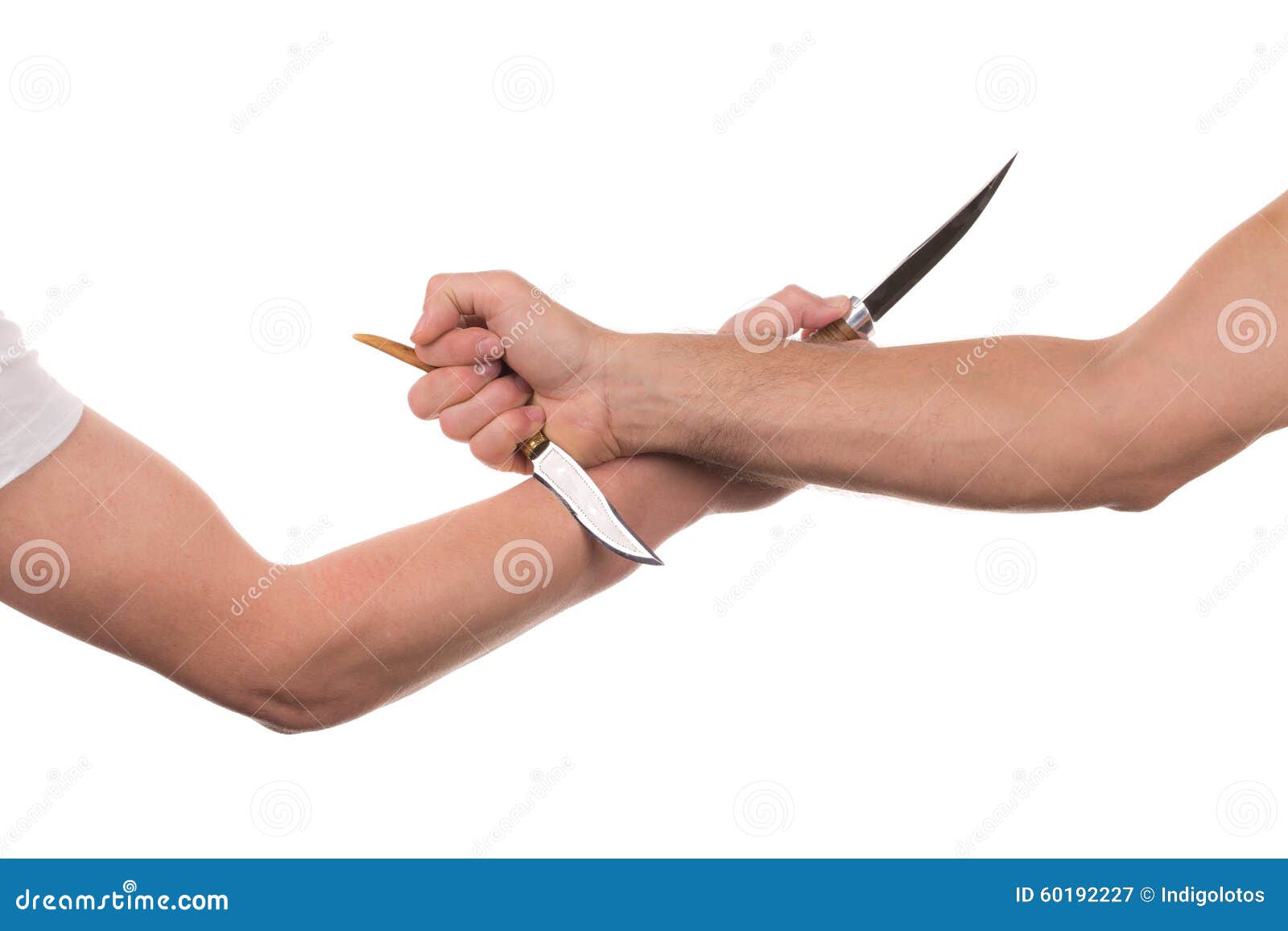 Blocking Arms with a Knife. Stock Image - Image of force, pierce: 60192227
