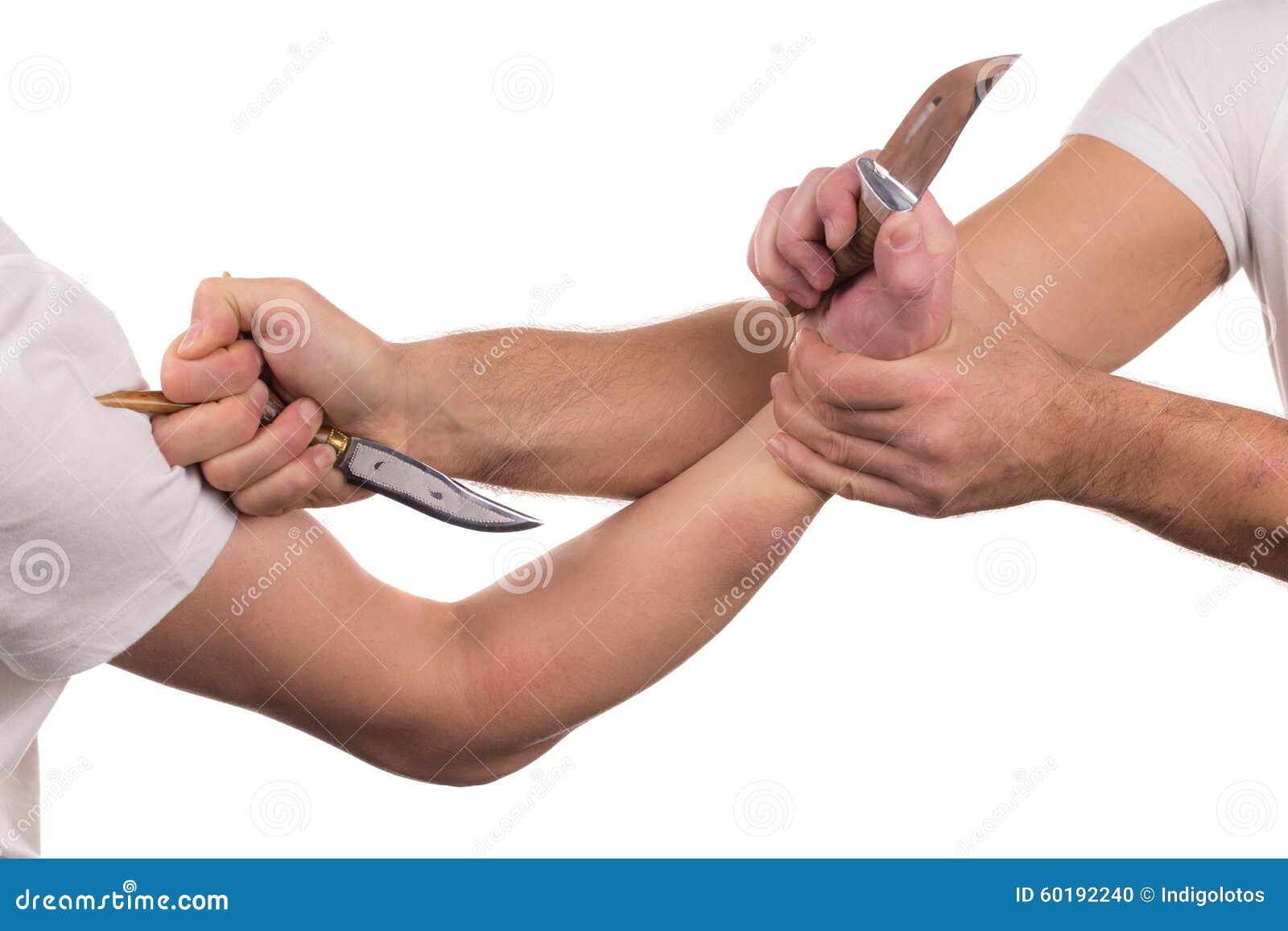 Blocking Arms with a Knife. Stock Photo - Image of wrestling, clinch ...