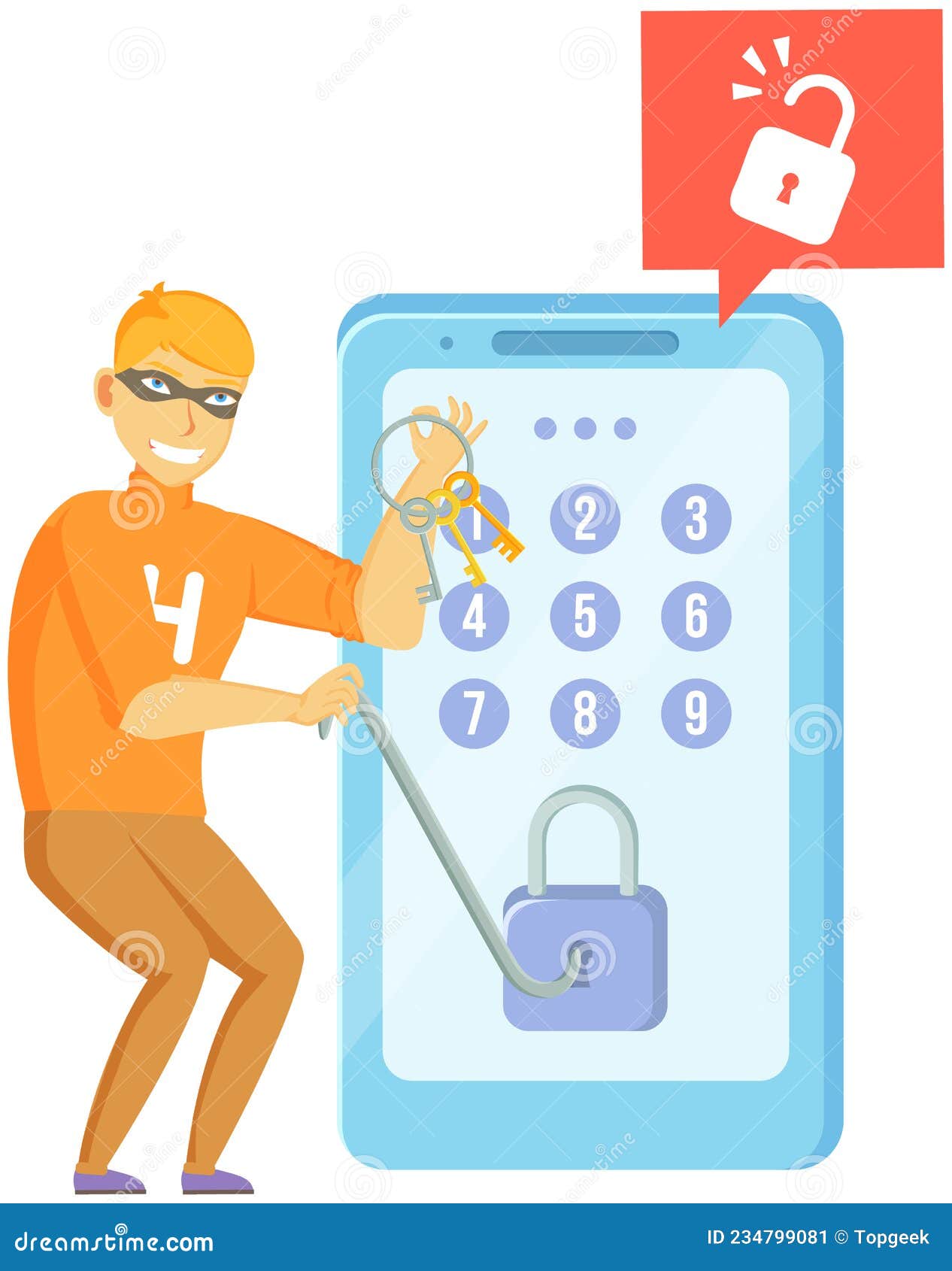 Blocking Hacker Attack Hacker Breaks Into Smartphone Stock Vector Illustration Of Computer