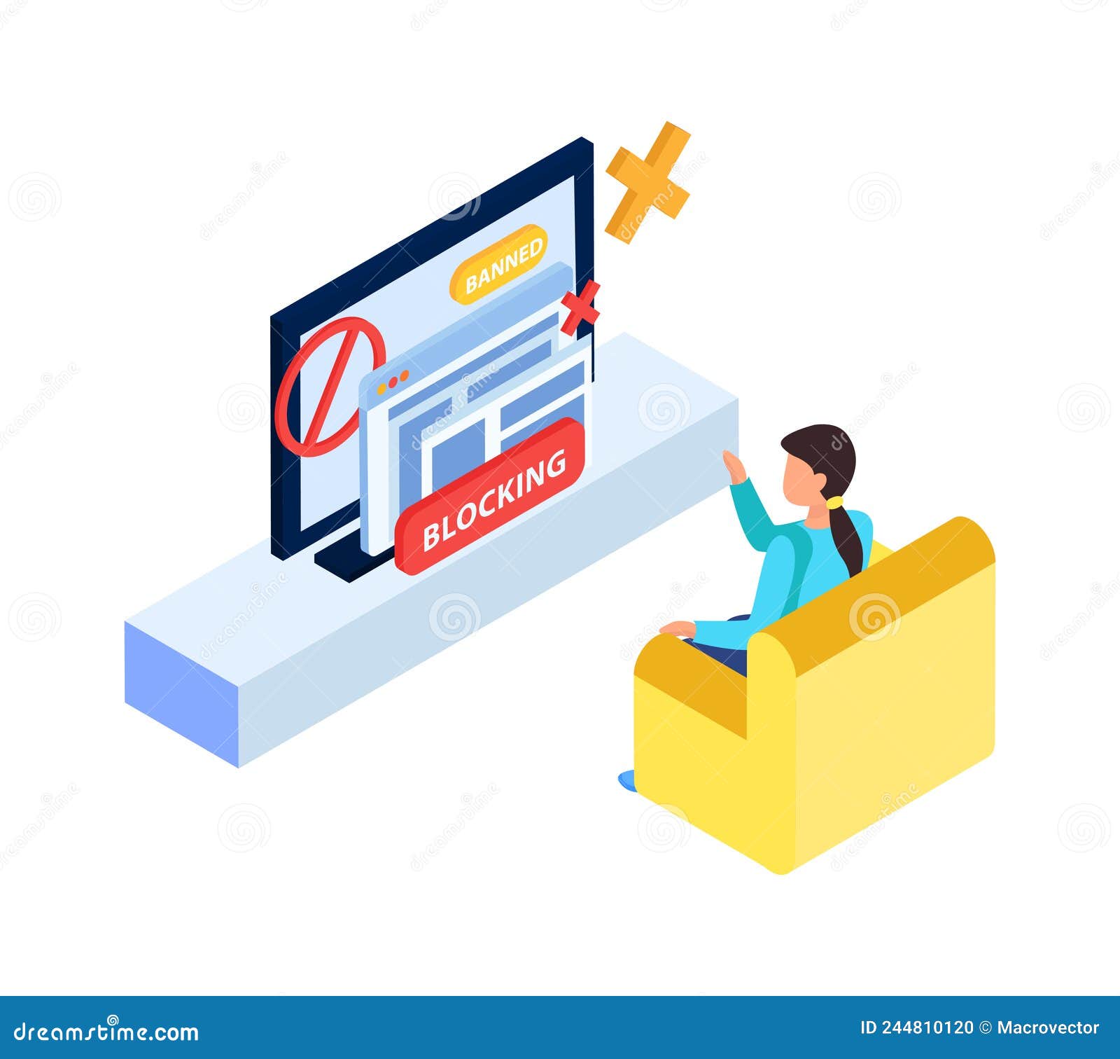 Blocking Internet Icon stock vector. Illustration of user - 244810120