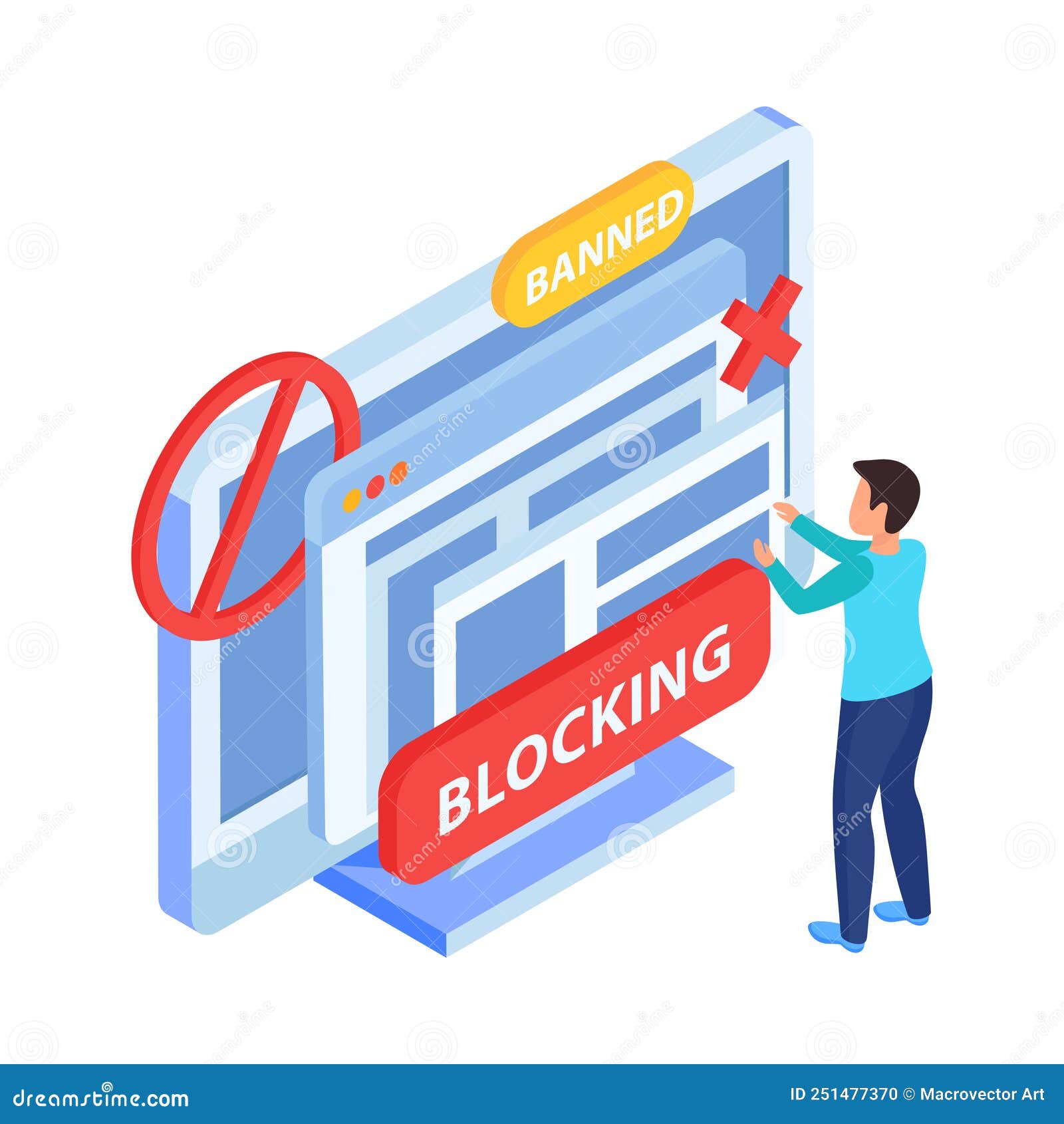 Blocking Websites Isometric Flowchart Vector Illustration ...