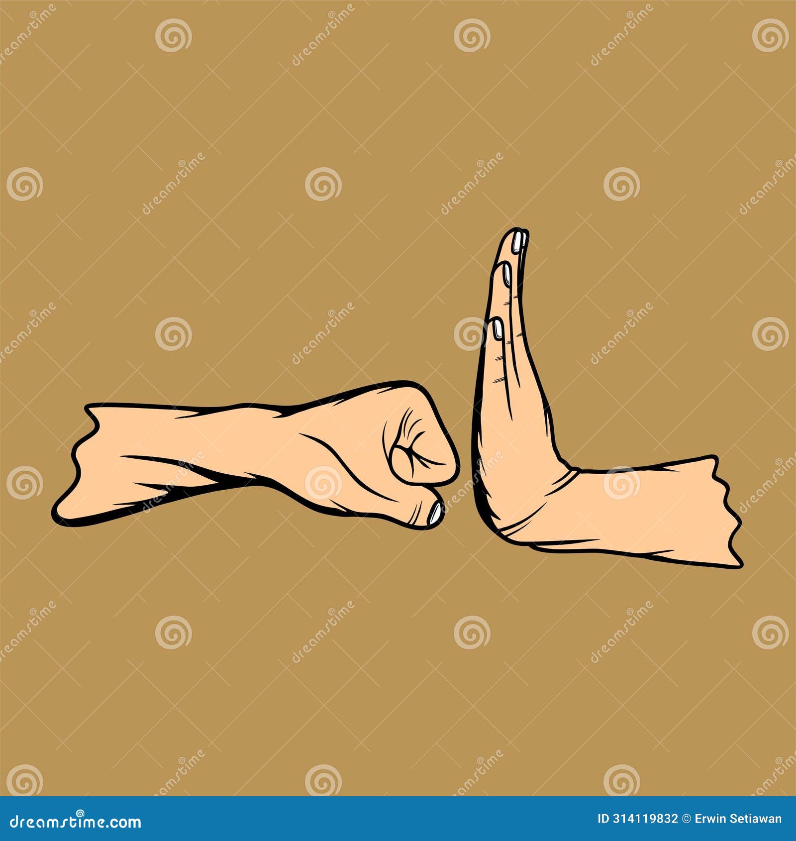Blocking a Right Hand Punch with the Left Hand Vector Illustration ...