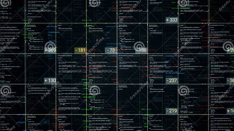 Blocks of Abstract Program Code Flowing and Changing on Black ...