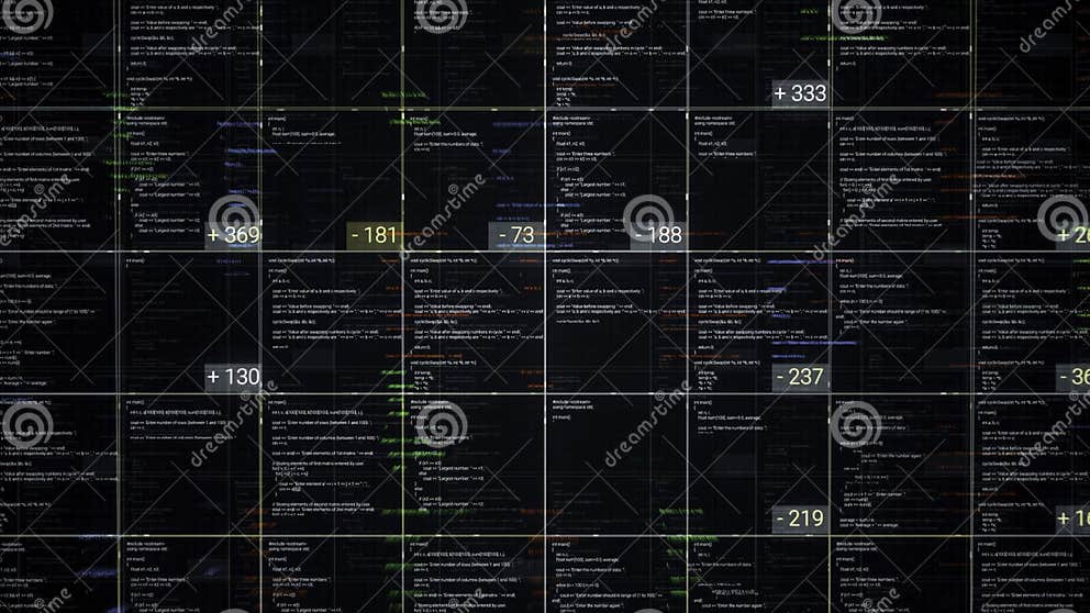 Blocks of Abstract Program Code Flowing and Changing on Black ...
