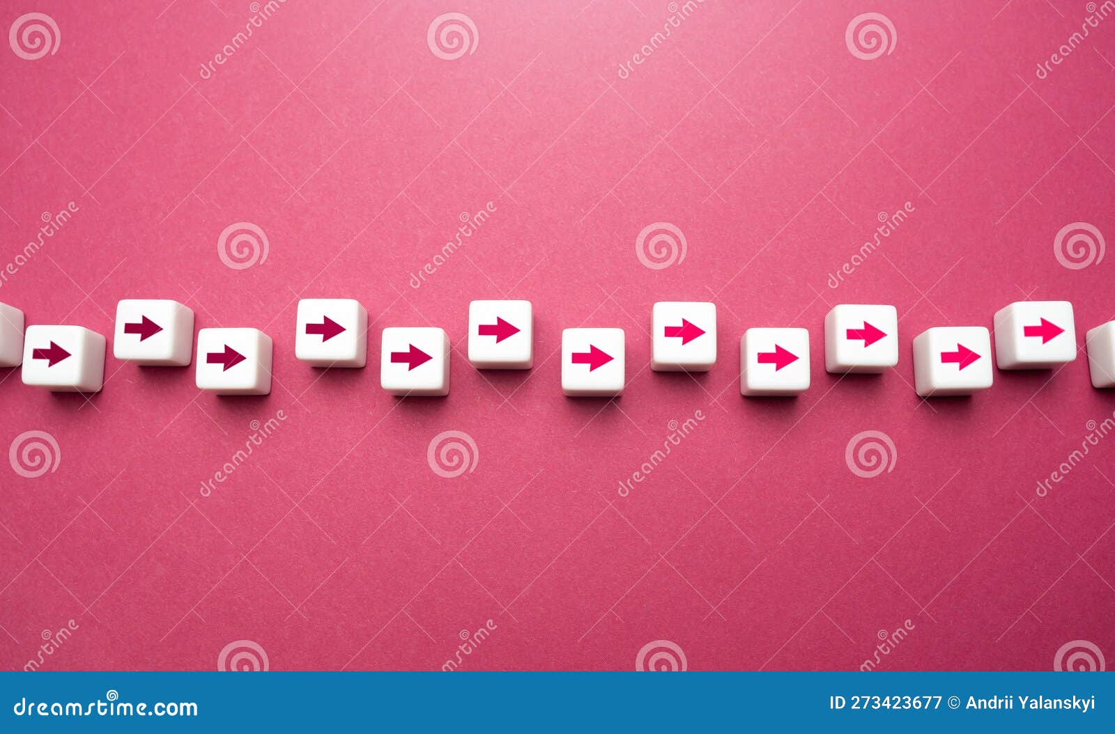 Blocks with Arrows Go in a Chain. Movement in One Direction. Set Course ...