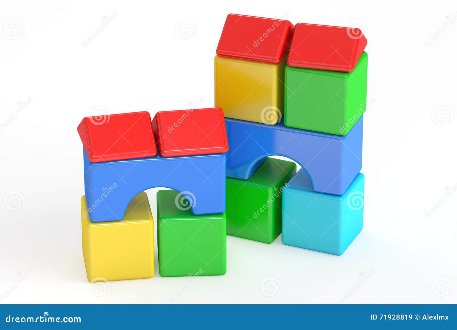 Blocks Building, Toy. 3D Rendering Stock Illustration - Illustration of ...