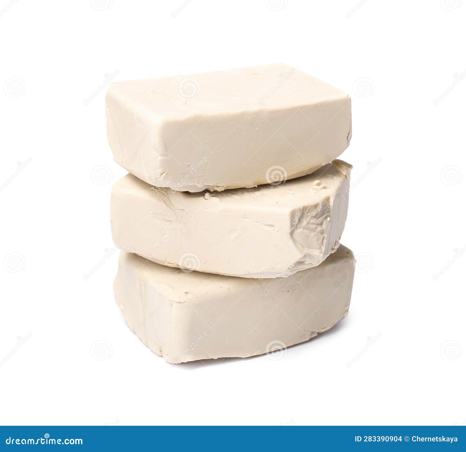 Blocks of Compressed Yeast Isolated on White Stock Photo - Image of ...