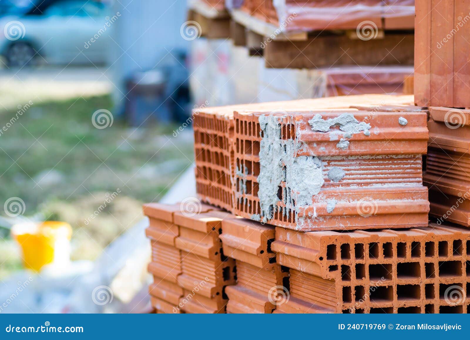 A Pile of Blocks in Front of the Construction Site Stock Image - Image ...