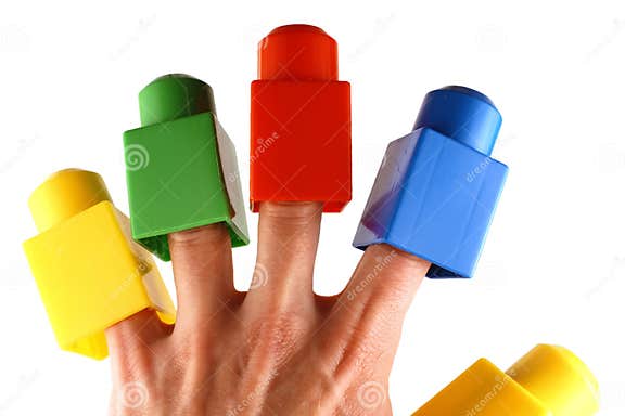 Blocks on fingers stock image. Image of leisure, fingers - 7534331