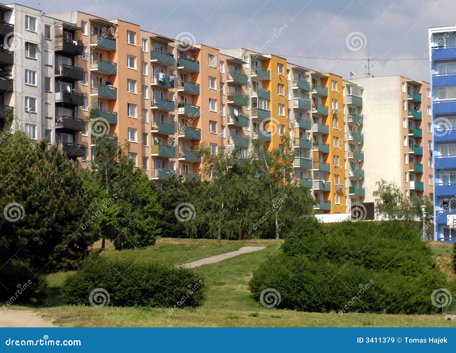 Blocks of flats stock image. Image of people, balcony - 3411379