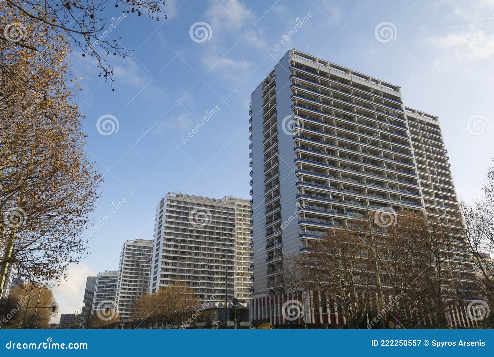 Blocks of flats in a row stock image. Image of condominium - 222250557