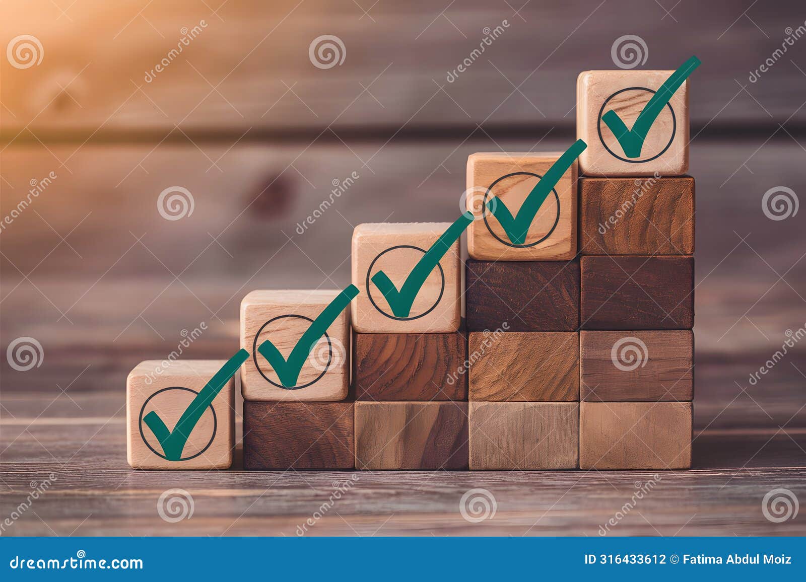 Blocks with Green Checkmarks Show Completion, Progression, and ...