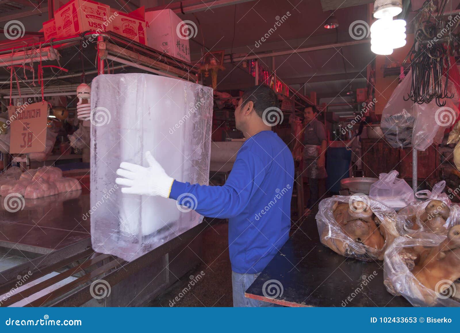 Ice Blocks in Meat Storage in Bangkok Editorial Stock Photo - Image of ...